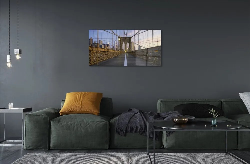 Obraz na skle Sloupec most slunce 125x50 cm