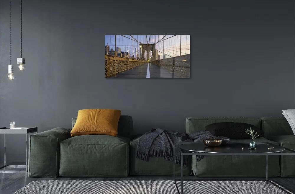 Obraz na skle Sloupec most slunce 140x70 cm