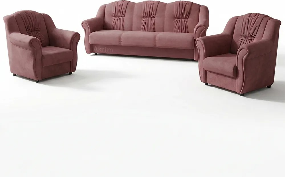 Sedací sestava MATYLDA 3R+1+1 | rozkládací + úložný prostor | bledě vínová 69 WATER REPELLENT