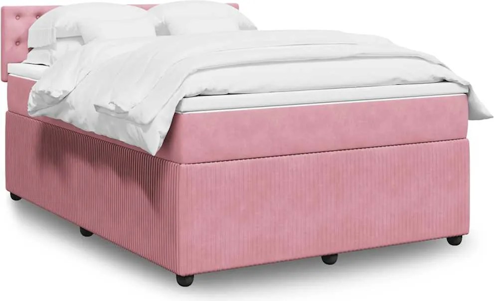 Box spring postel s matrací růžová 140x190 cm samet 3290051