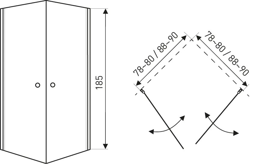 Novoterm Čtvercový sprchový kout NV-Madrid 90x90 chrom/transparent - bez vaničky