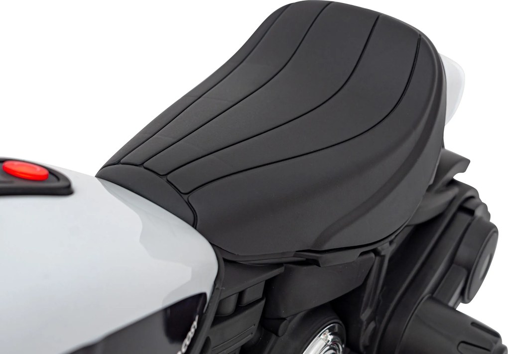 Ramiz Elektrická motorka Chopper FASTER pro děti bílá + FM rádio + audio panel + LED