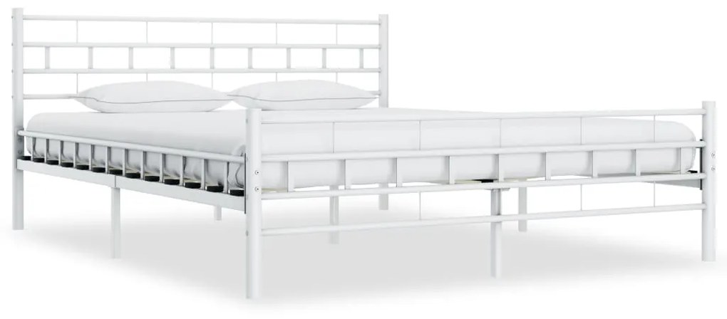 285301 vidaXL Rám postele bílý kovový 200 x 200 cm