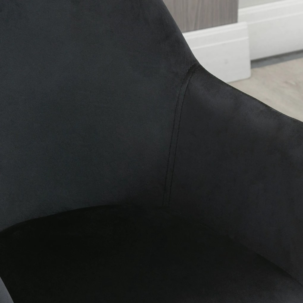 HOMCOM Sada 2 ergonomických kuchyňských židlí s prodlouženými područkami a opěradlem, nosnost do 120 kg, polyester a dřevo, černá 54x57x80 cm | Aosom…