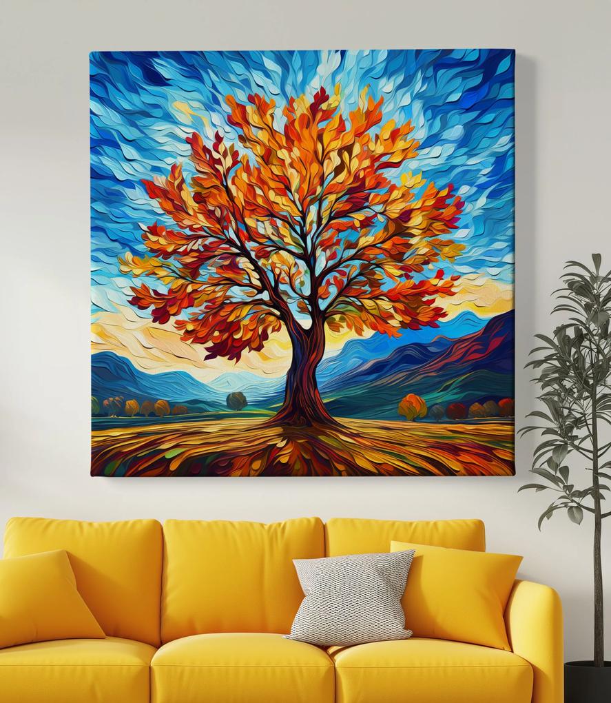 Obraz na plátně - Strom života podzim na obzoru FeelHappy.cz Velikost obrazu: 100 x 100 cm