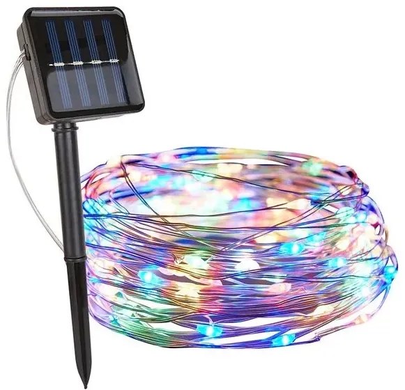 Zaparkorun Solární LED řetěz - 100 LED - barevný