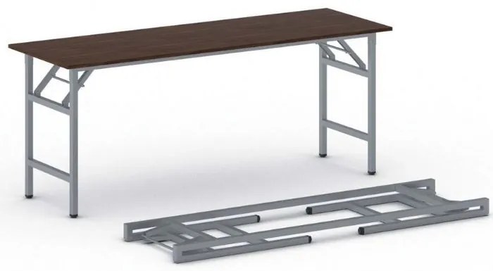 Konferenční stůl FAST READY, 170x50 cm, šedostříbrná podnož, ořech