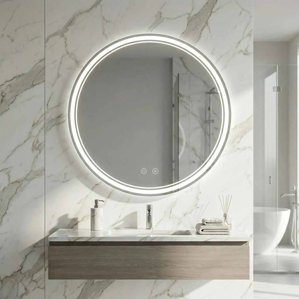 Tutumi Zrcadlo ⌀100 cm s vyhříváním a regulovatelným LED osvětlením HOM-00207