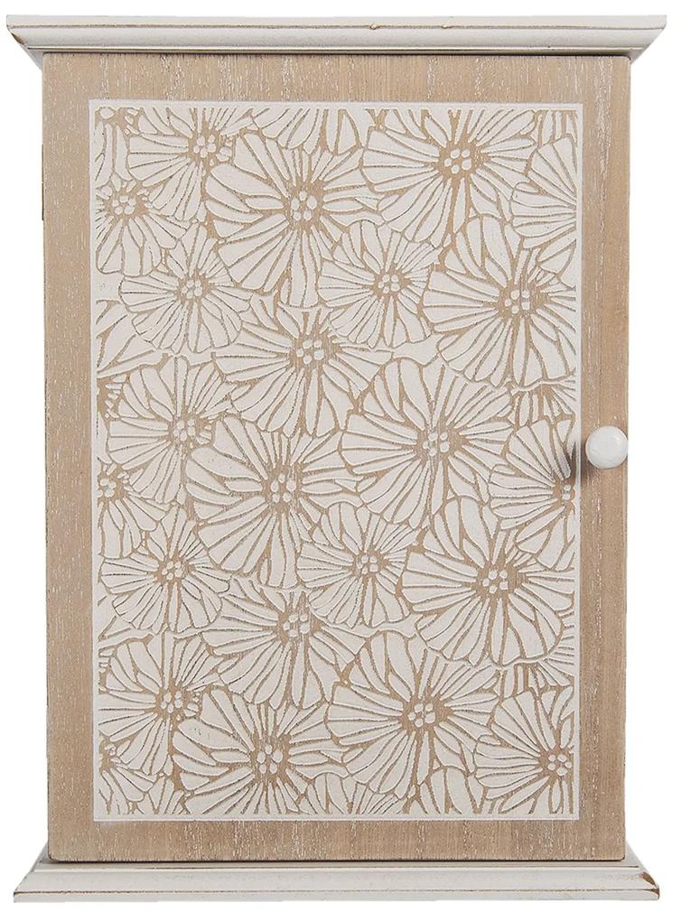 Dřevěná skříňka na klíče s květinami Page - 20*7*27 cm