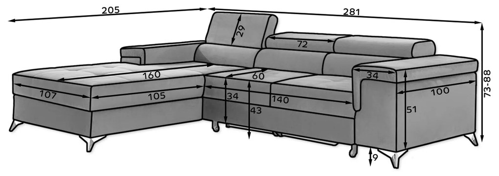 Eltap Rohová sedací souprava Ricardo Materiál a barva potahu: Monolith 09, Monolith 29 - světle hnědá, Orientace: levá