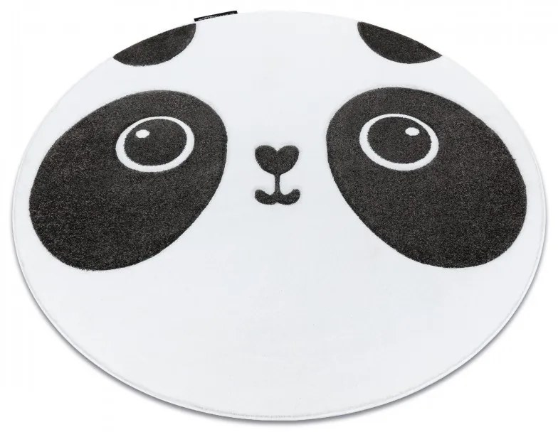Dywany Łuszczów, Dětský kusový koberec Petit Panda white kruh, 140x140 (průměr) kruh, černobílá, dětský pokoj