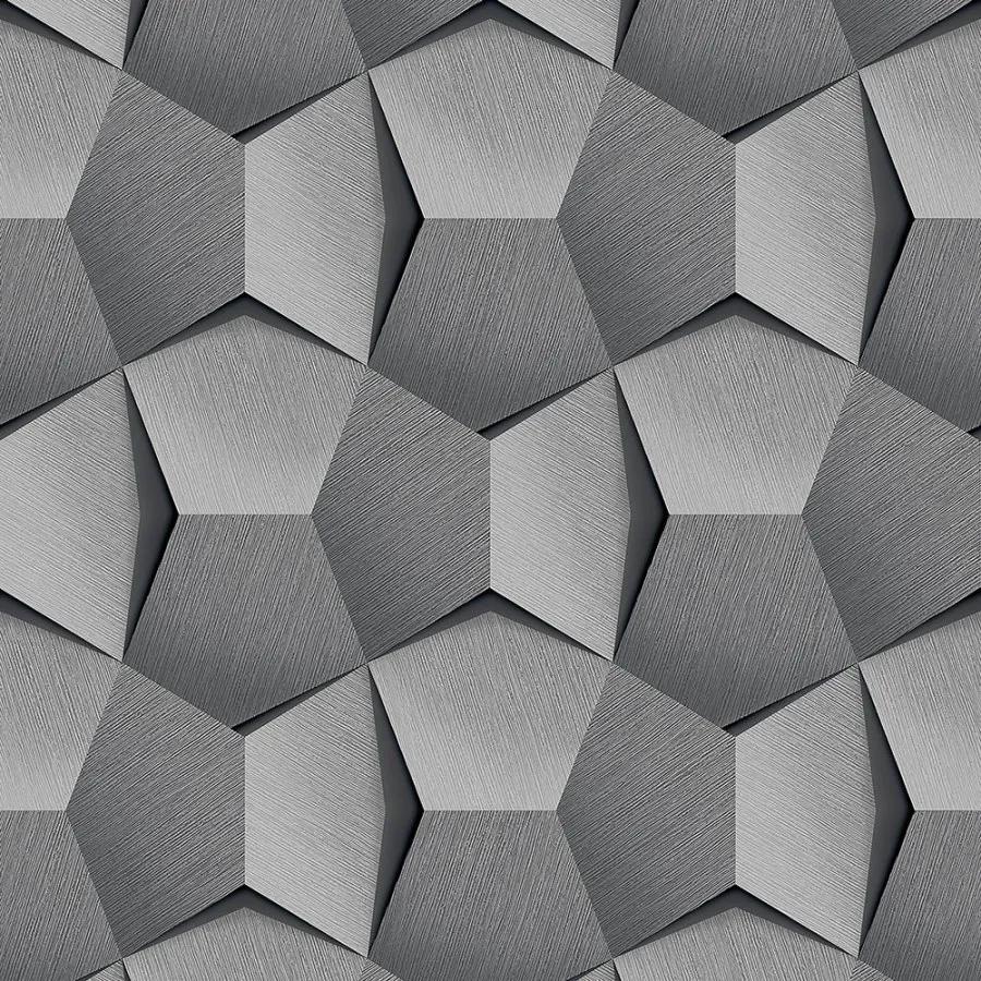 Geometrická šedá vliesová tapeta A54601 | Lepidlo zdarma
