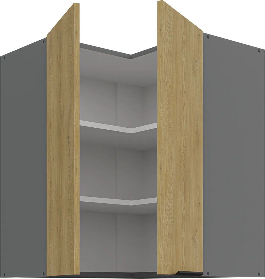CREMONA ac | horní kuchyňská skříňka 60x60 GN-72 2F (90°) rohová s policemi | 60x60 cm | antracit/cremona
