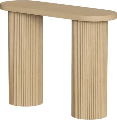 HOMCOM konzola s rýhovanými sloupy a skrytým úložným prostorem 103x35x80 cm, dub