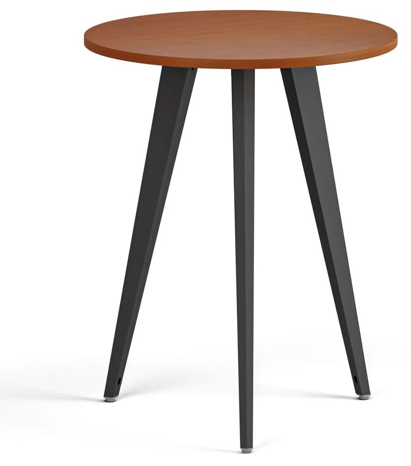 Konferenční stůl PRIMO VIBE, průměr 60 cm, černá podnož, třešeň