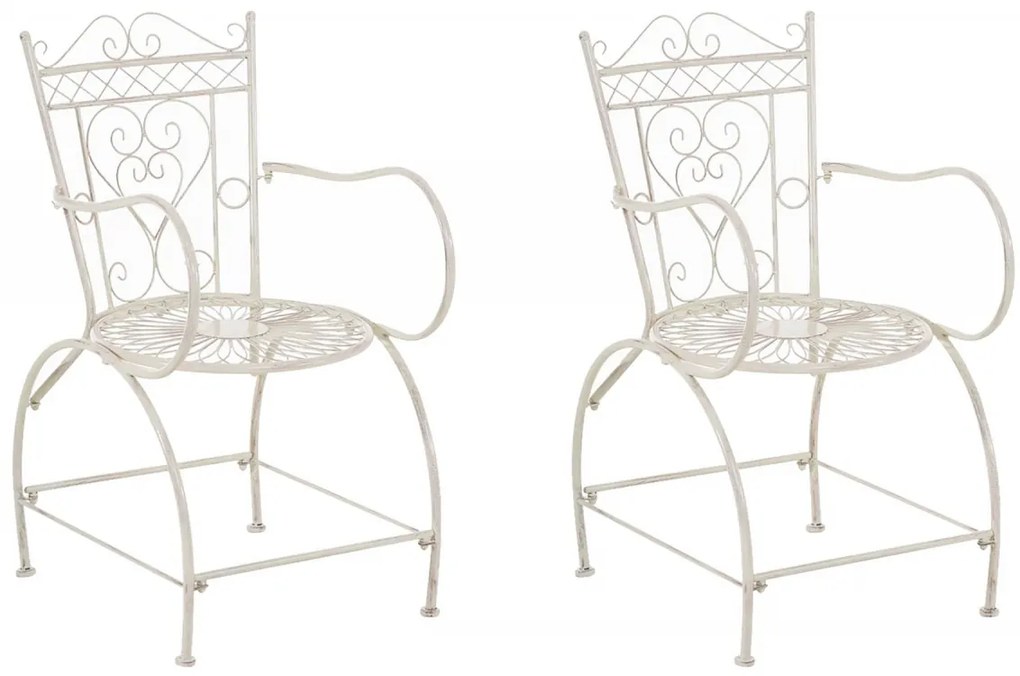 Kovová židle Sheela s područkami (SET 2 ks) - Krémová antik