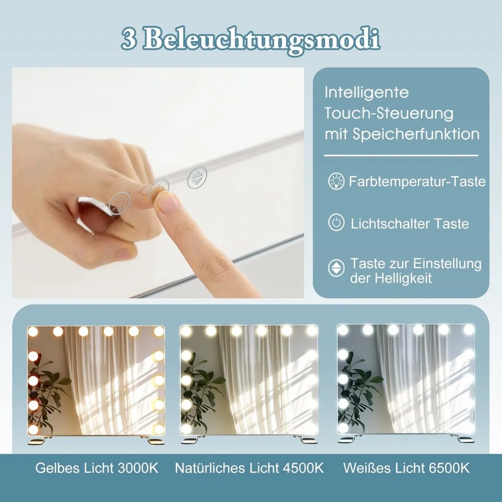 Costway Hollywood Makeup Mirror s osvětlením a Smart Touch Control Desk Mirror