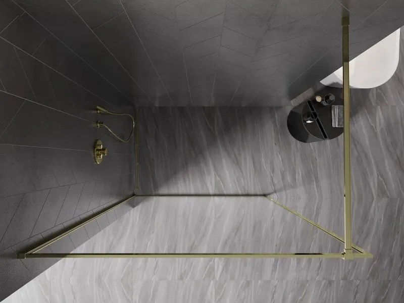 Mexen Kioto-F Sprchová stěna Walk-in s rámem 180 x 202 cm, transparentní 8 mm, zlatá - 800-180-104-50-00