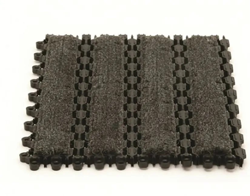 Černá plastová textilní vstupní čistící rohož (dlaždice) Helix Z2 - délka 22,9 cm, šířka 30,5 cm a výška 1,1 cm