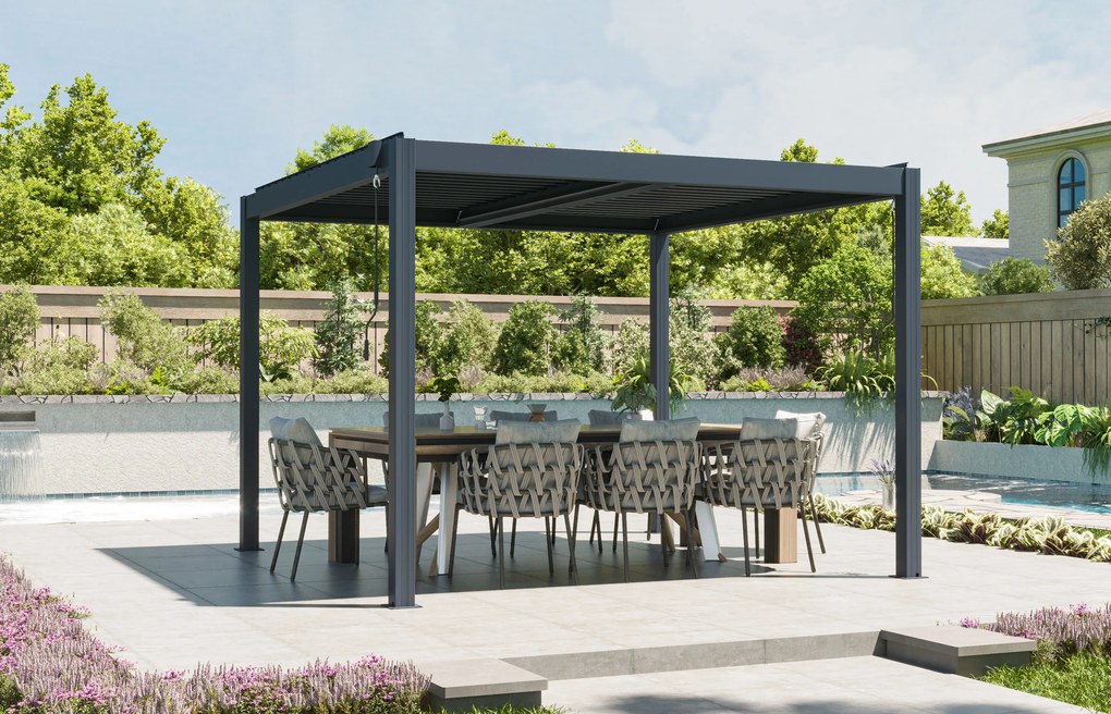 Bioklimatická pergola G21 Austin Premium 3x3 m, antracitová hliníková