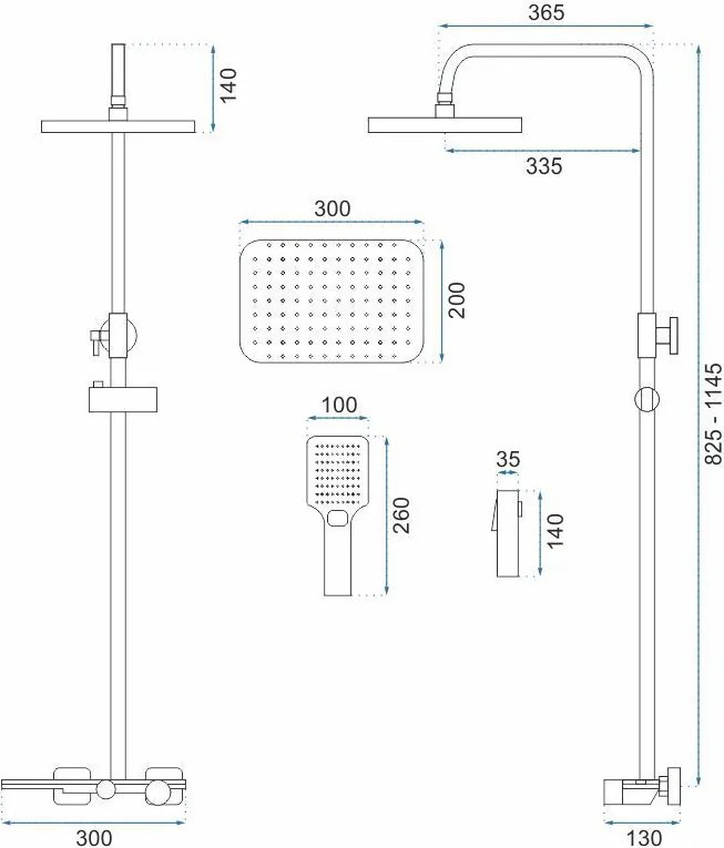 Rea Helix, nástěnný sprchový set s termostatickou baterií a bidetovou sprškou, chromová, REA-P6620