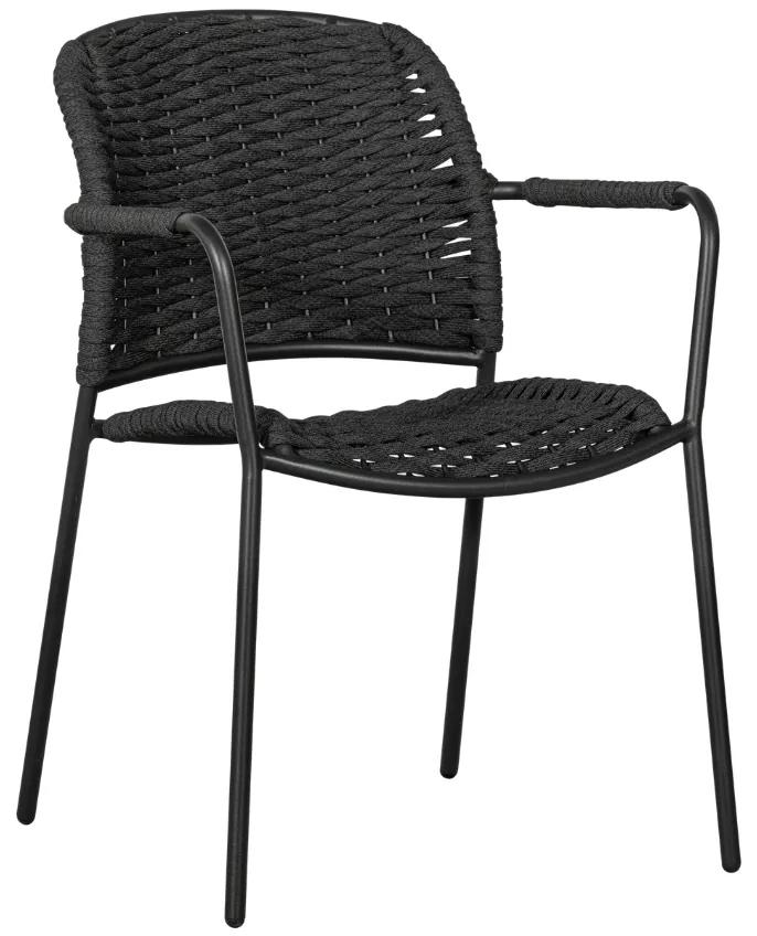 OnaDnes -20% Hoorns Černá hliníková zahradní židle Tiga s područkami