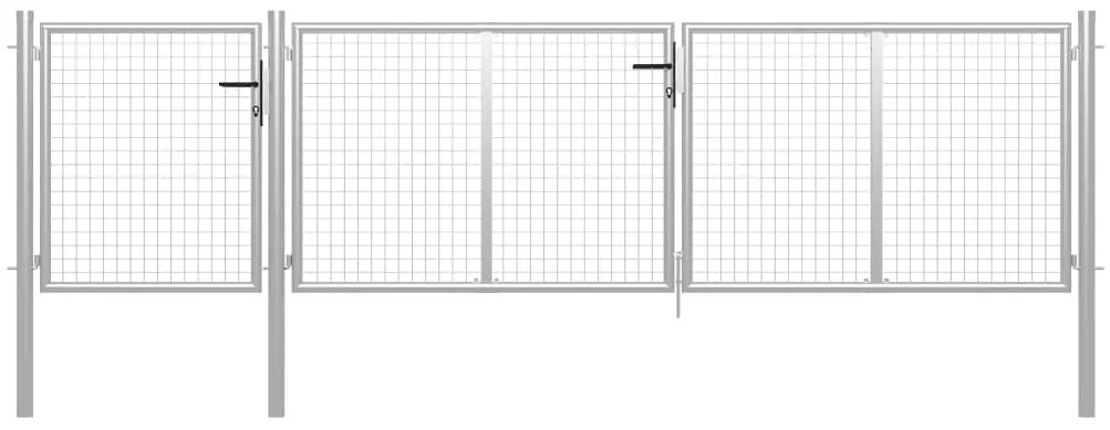 vidaXL Marketos Zahradní branka ocelová 400 x 75 cm stříbrná