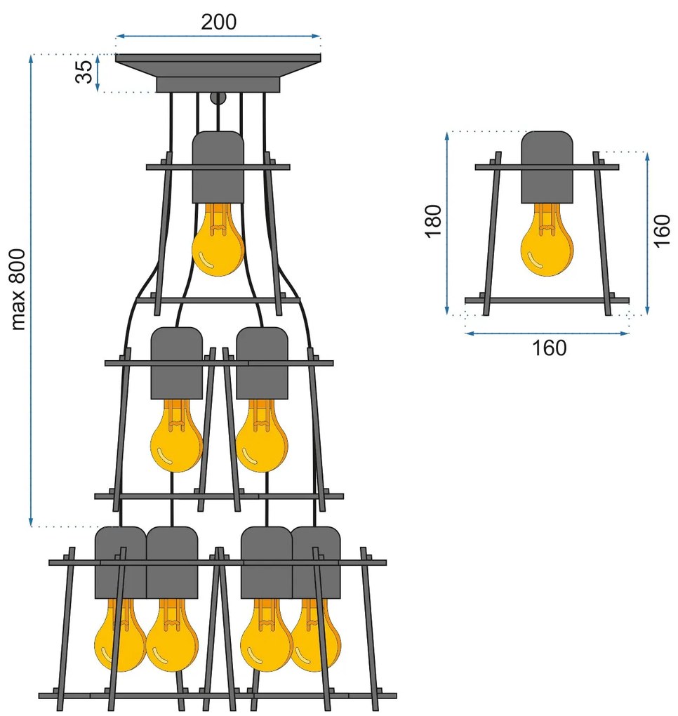 Toolight Závěsná stropní lampa APP221-7CP