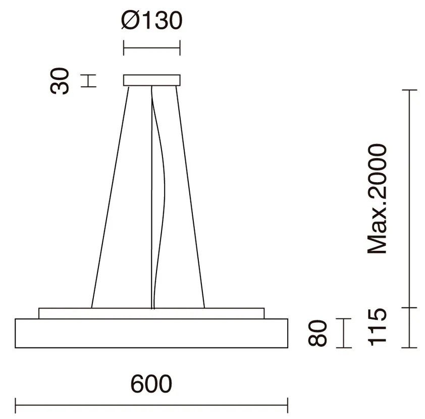 Indeluz 801C-L3148B-01 závěsné LED svítidlo Bilog M, bílé, 44W, 3000K ø60cm