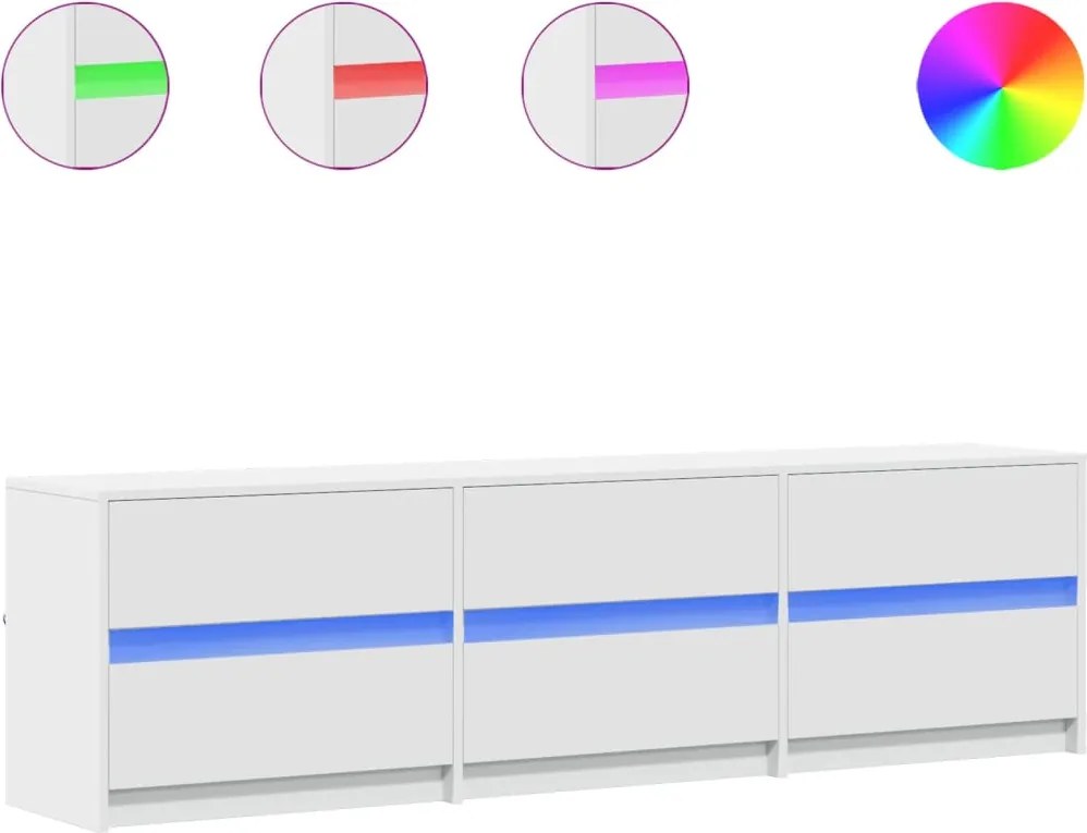 TV skříňka s LED bílá 180 x 34 x 50 cm kompozitní dřevo 3307926