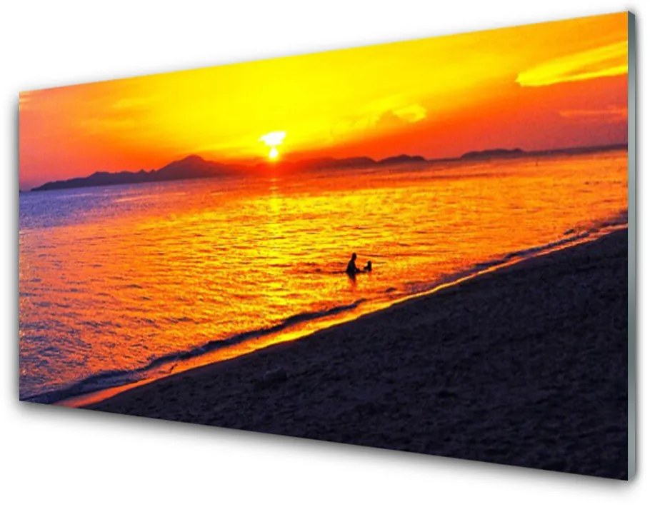 Obraz na skle Moře Slunce Pláž Krajina 140x70 cm