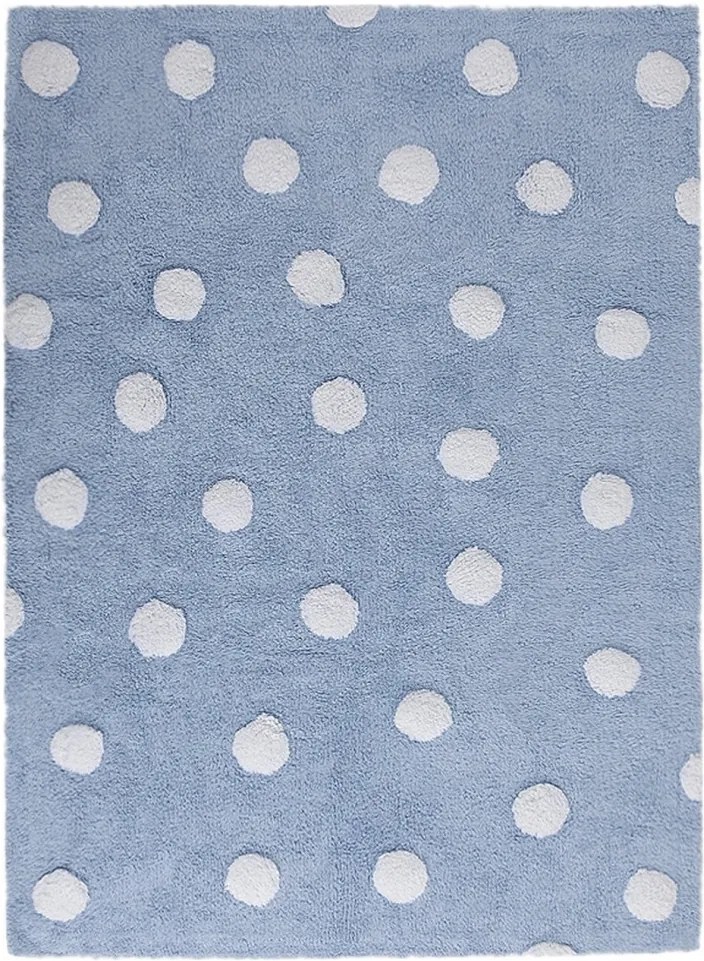 Lorena Canals koberce Pro zvířata: Pratelný koberec Polka Dots Blue-White 120x160
