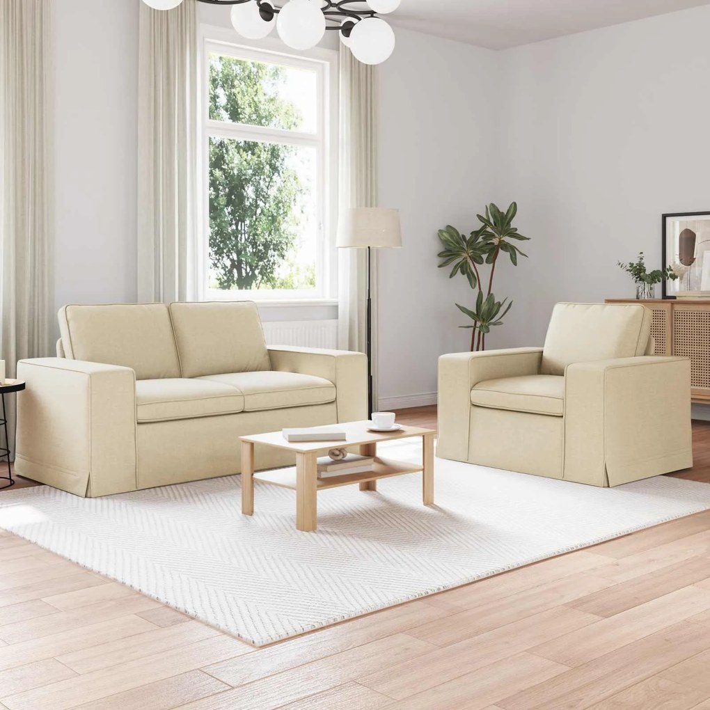 Set pohovek 2 ks Krémová textil 3407505