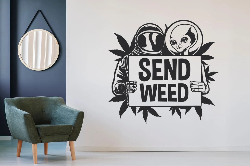 Samolepka na zeď Send weed Barevná varianta: Černá, Velikost (šířka x výška): 50x47cm