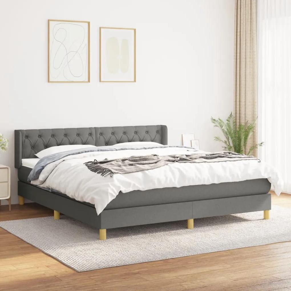 Box spring postel s matrací tmavě šedá 160x200 cm textil,  3130522
