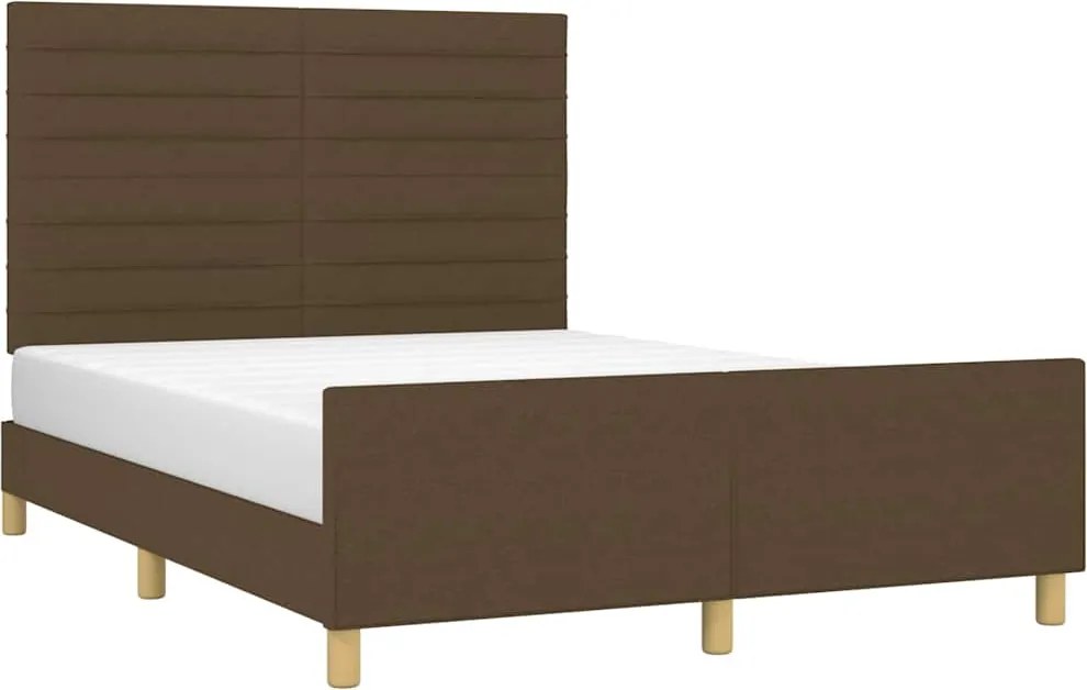 Rám postele bez matrace tmavě hnědý 140 x 190 cm textil 3125133