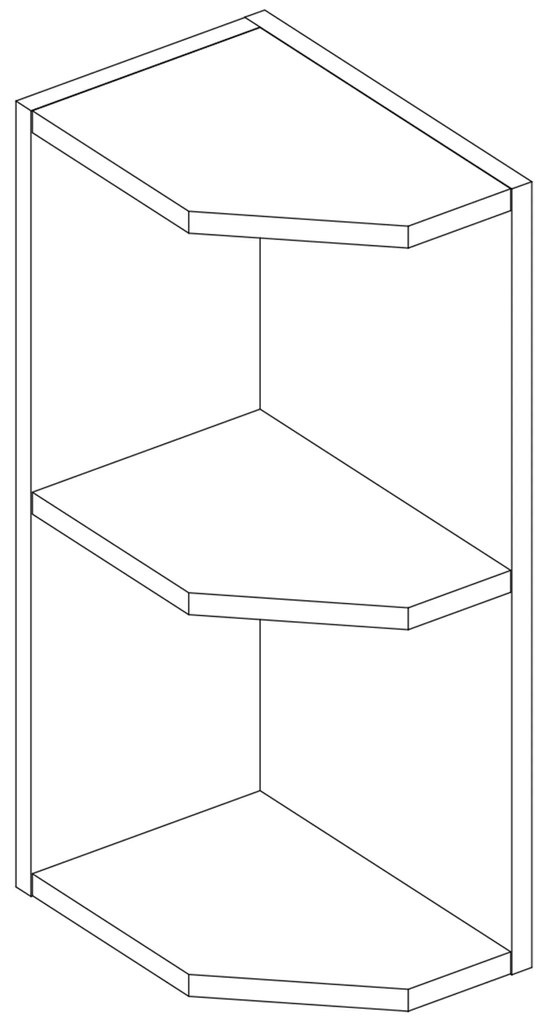 Závěsná rohová kuchyňská skříňka Livia 20 cm tmavě hnědá