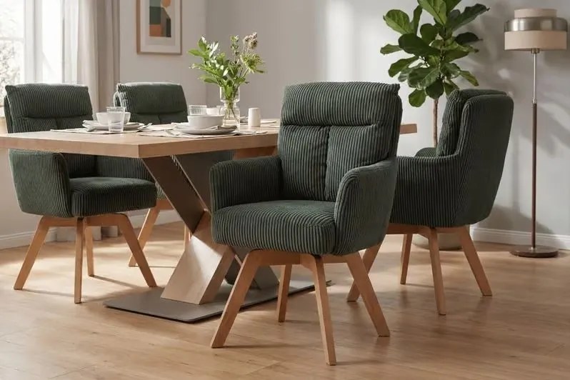 Designová otočná židle Maddison zelený manšestr