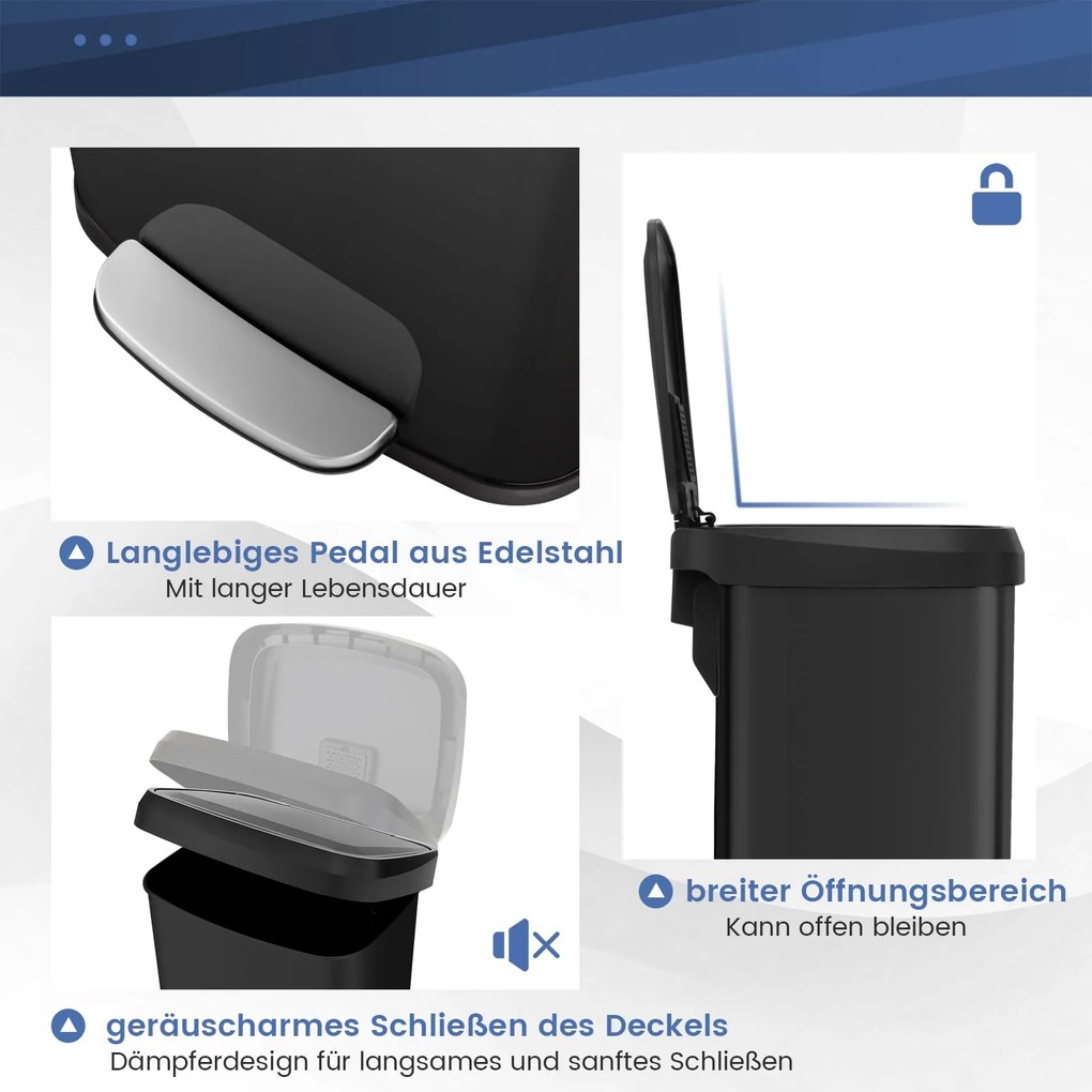 Costway 68 L kuchyňský odpadkový koš s měkkým zavíracím víkem a deodorizační