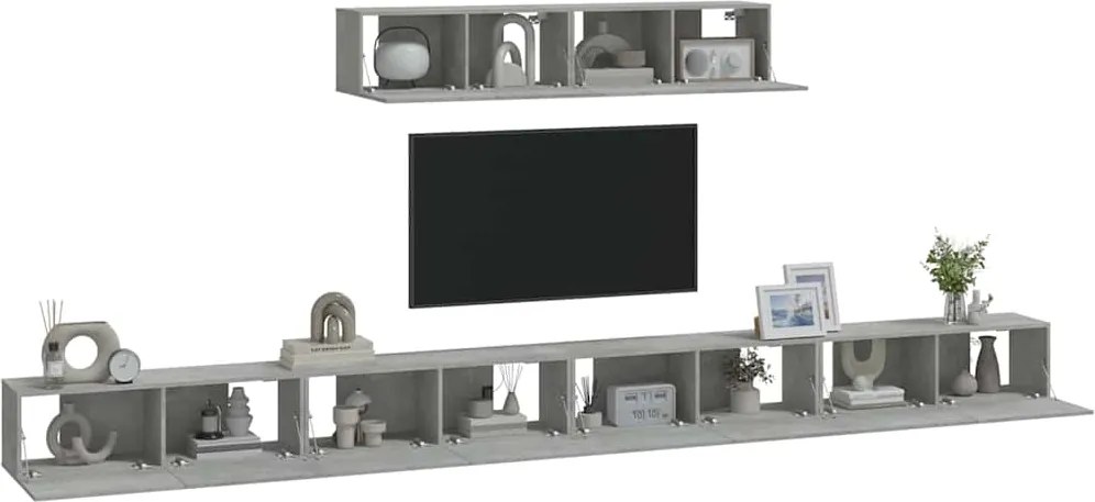 6dílný set TV skříněk betonově šedý kompozitní dřevo 3114609