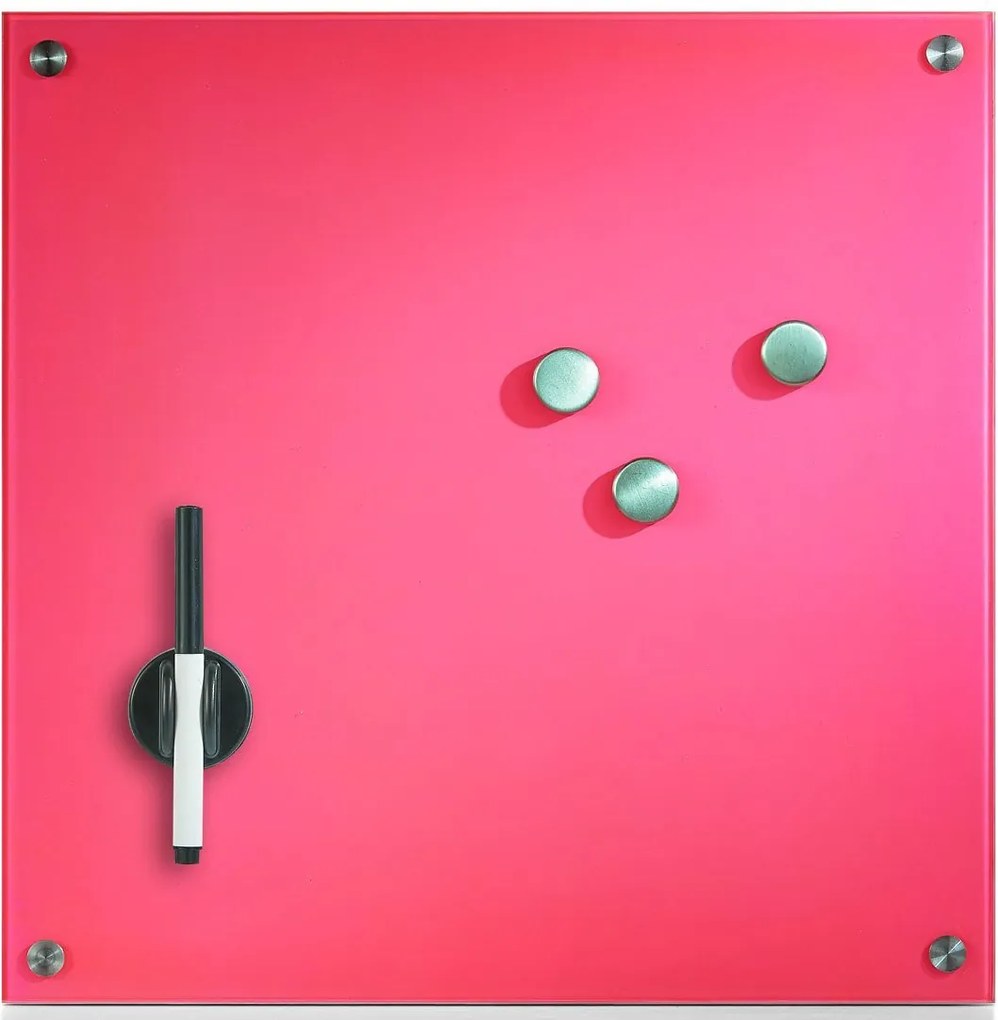 Skleněná magnetická tabule MEMO + 3 magnety, 40x40 cm, ZELLER