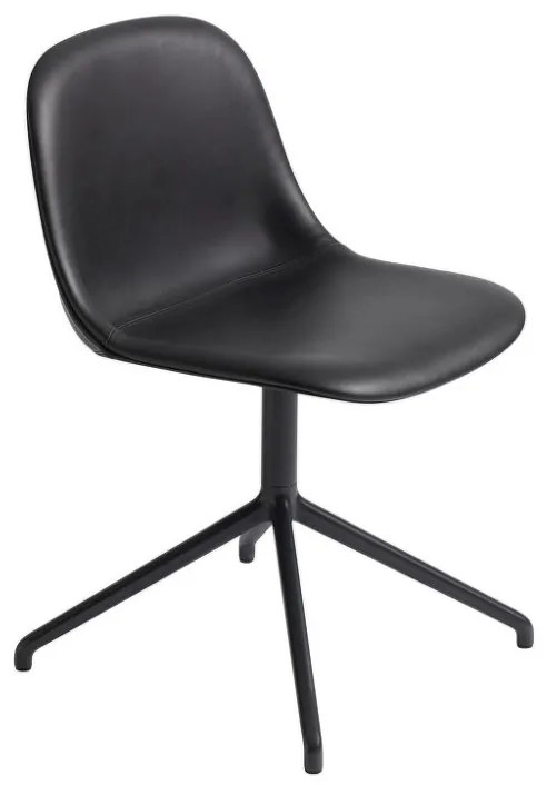Muuto Židle Fiber Side Leather Chair Swivel, black