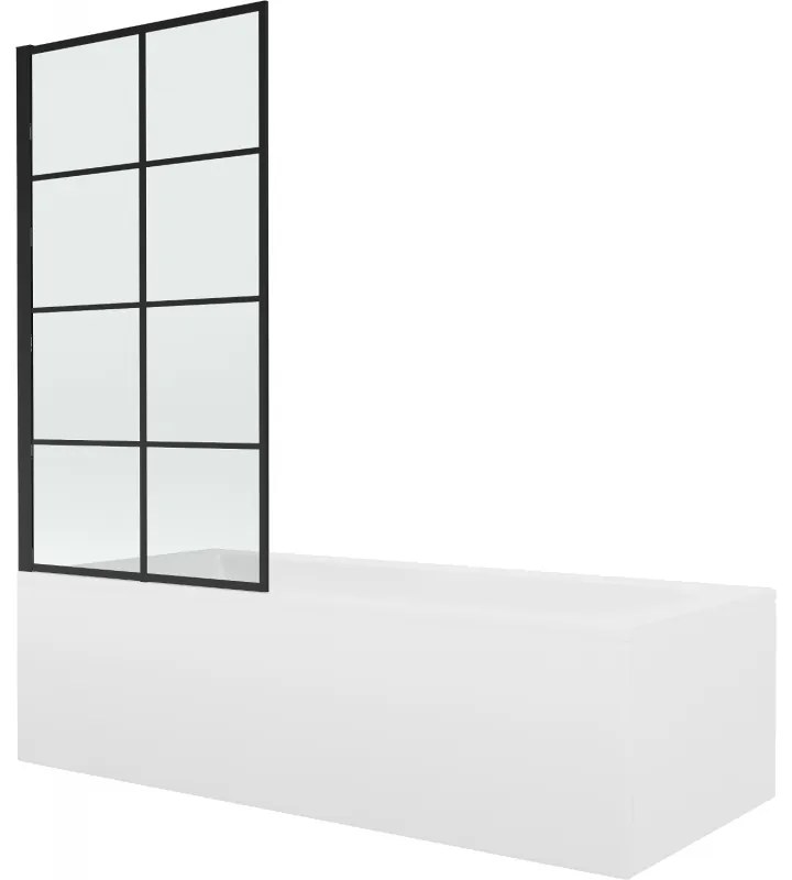 Mexen Vega obdélníková vana 160 x 70 cm s pláštěm 1-křídlovou zástěnou 80 cm, Černý vzor - 550116070X9308017077