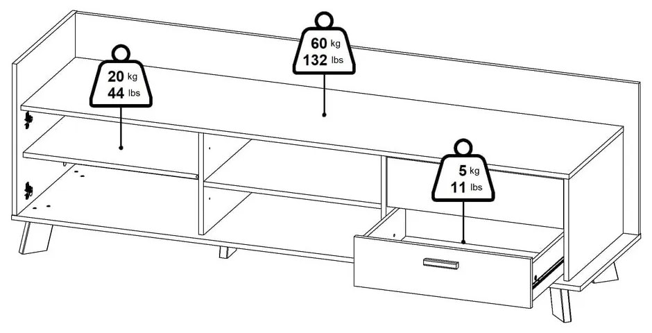 Bílý/v přírodní barvě TV stolek v dekoru dubu 182x62x51 cm Ikast – Tvilum