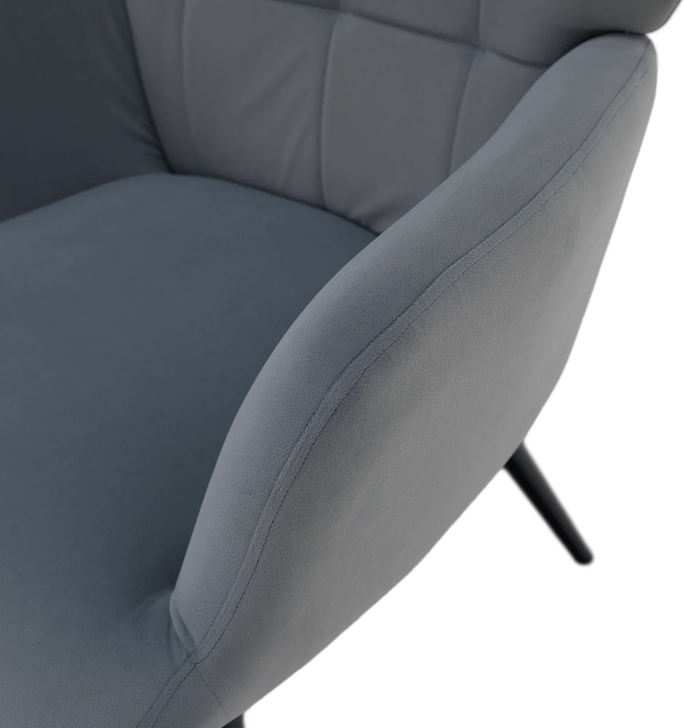 Křeslo s podnoží, šedá Velvet látka/černá, HABEN