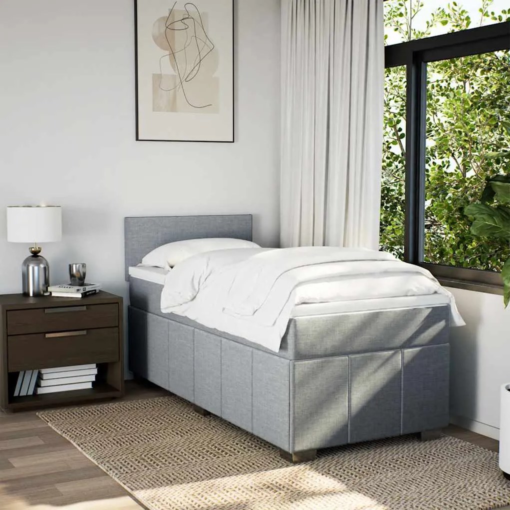 Box spring postel s matrací světle šedá 80 x 200 cm textil 3286888