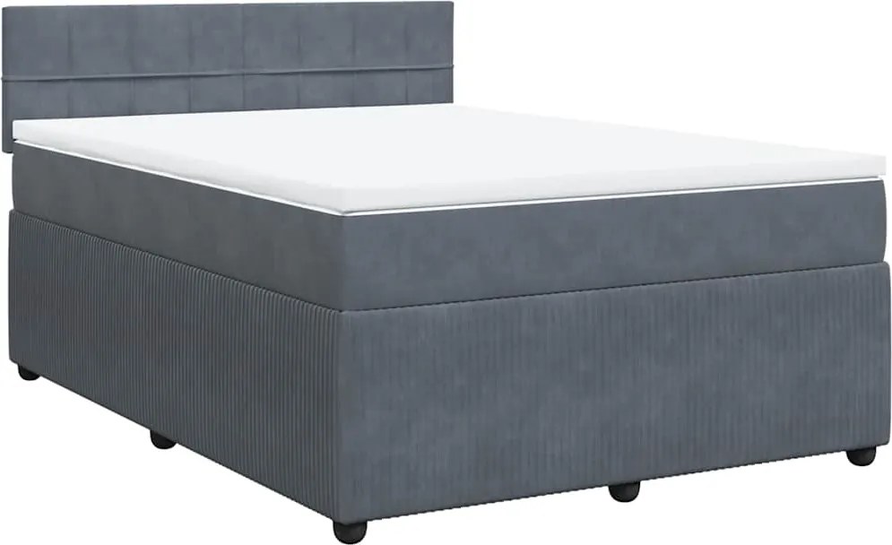 Box spring postel s matrací tmavě šedá 160x200 cm samet 3290083