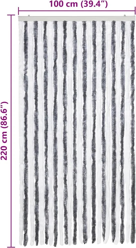 Závěs proti hmyzu šedý a bílý 100 x 220 cm Chenille 241225