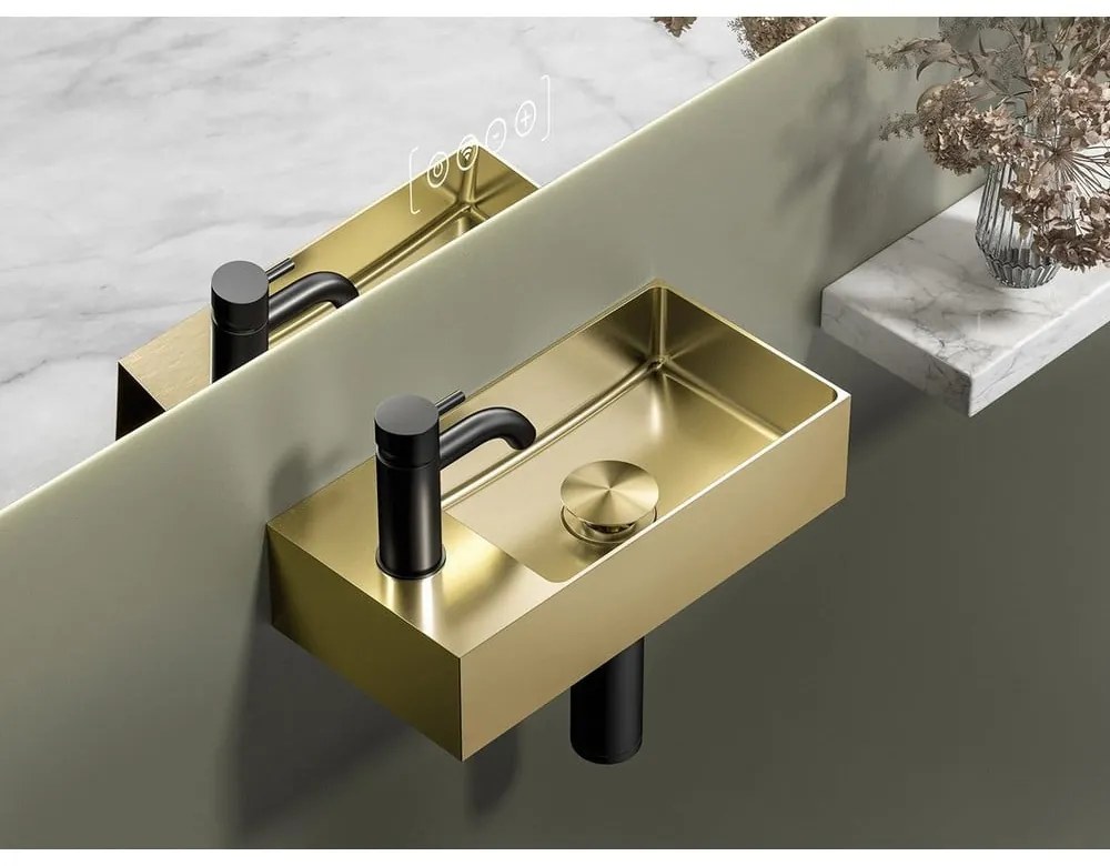 Umývátko nerezové ve zlaté barvě 36,5x18 cm Aurum – Sapho