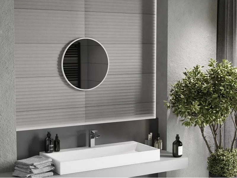 Mexen Loft kulaté koupelnové zrcadlo 40 cm, bílý rám - 9850-040-040-000-20